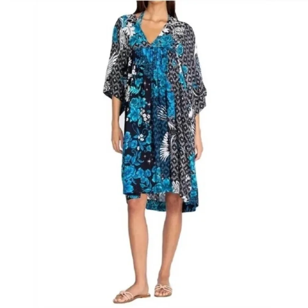 Johnny Was | Dresses | Johnny Was Blue Phoenix Dress Flowy Cruise ...